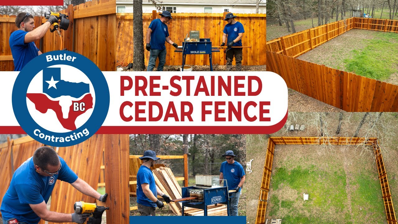 Pre-Stained Cedar Privacy Fence | Butler Contracting - YouTube