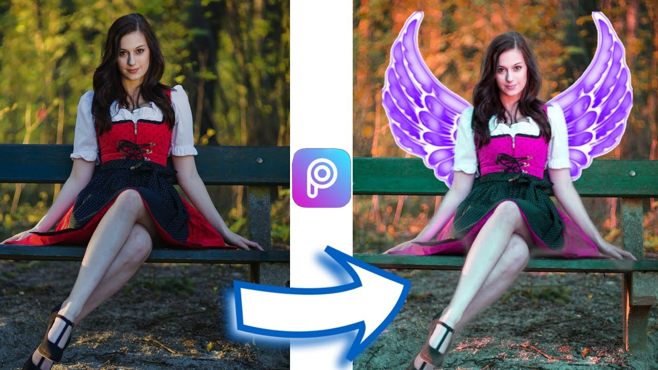 Girls Picsart Creative Neon Wings Concept Photo Editing Tutorial ...