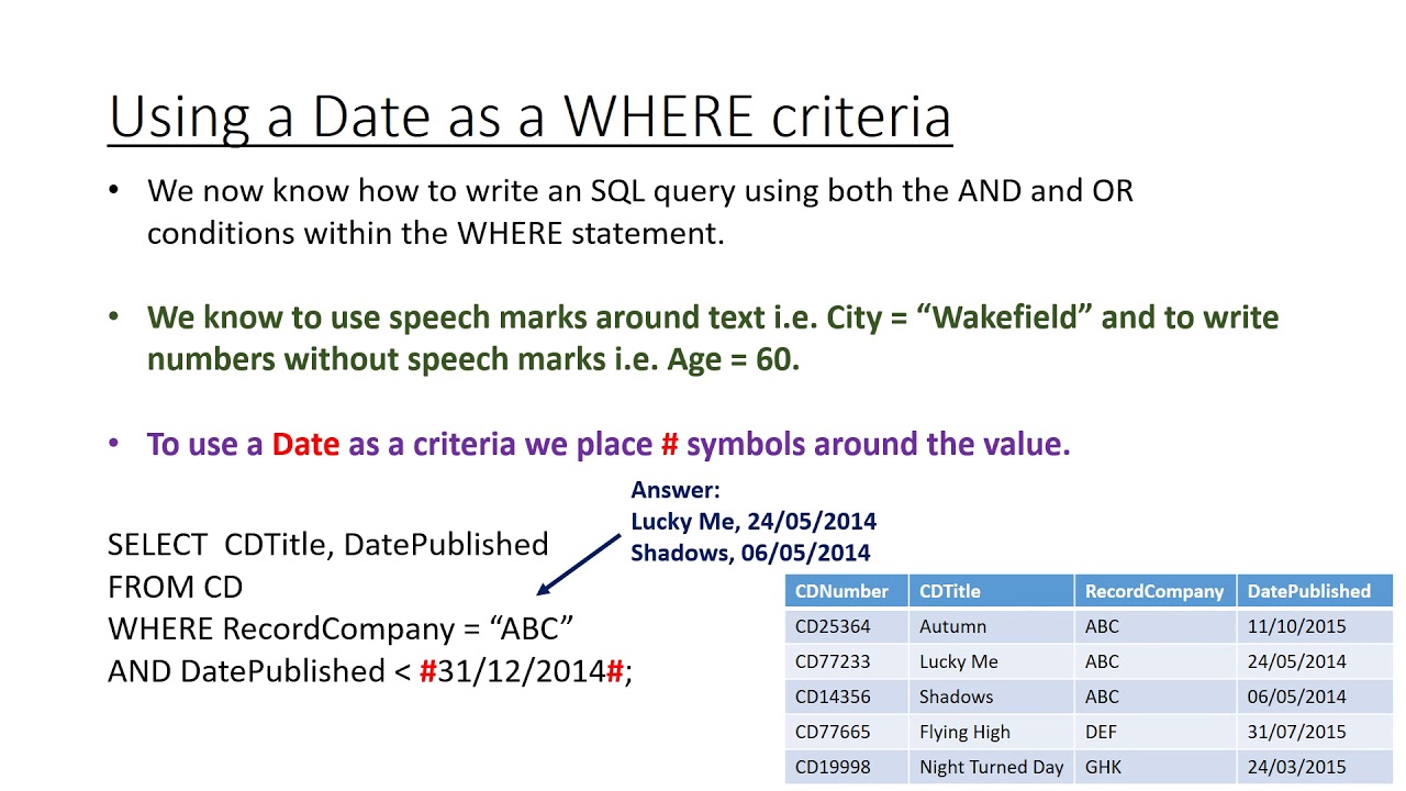 SQL Order By And Date Criteria YouTube SQL Order By And Date Criteria YouTube