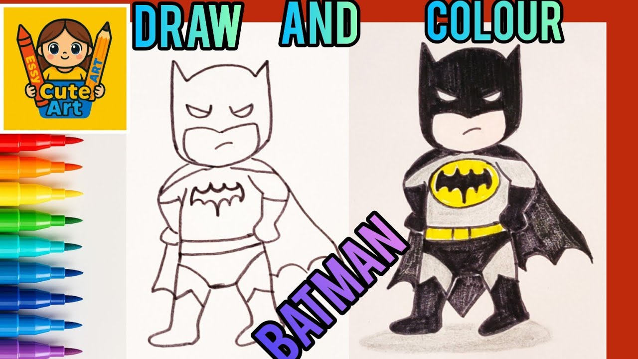 How To Draw cute Batman | EASY Step by Step Drawing, Painting ...