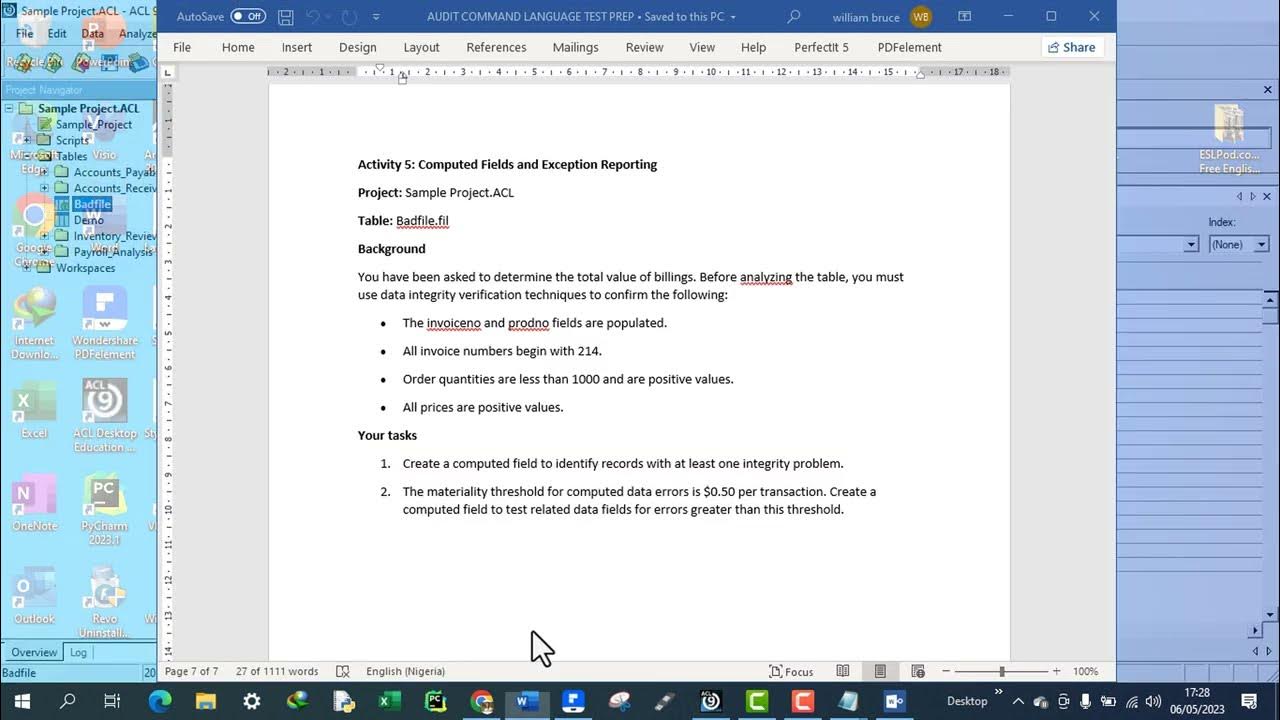 How to Run Integrity Test on a Table in Audit Command Language ACL ...