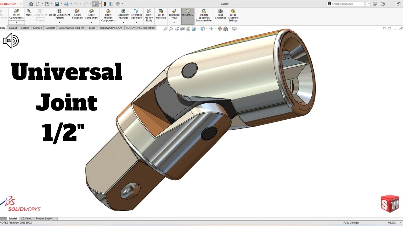 Universal Joint 1/2" SolidWorks Tutorial! SolidWorks - YouTube