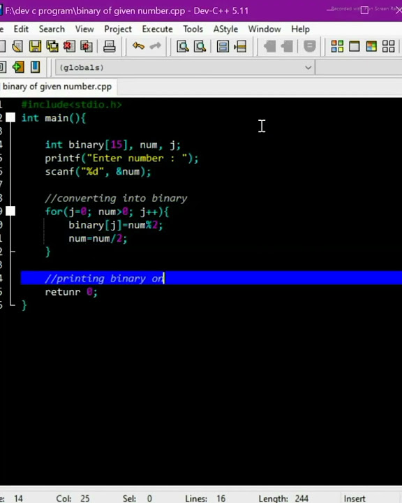 binary of given number #coding #codinglife #clanguage - YouTube
