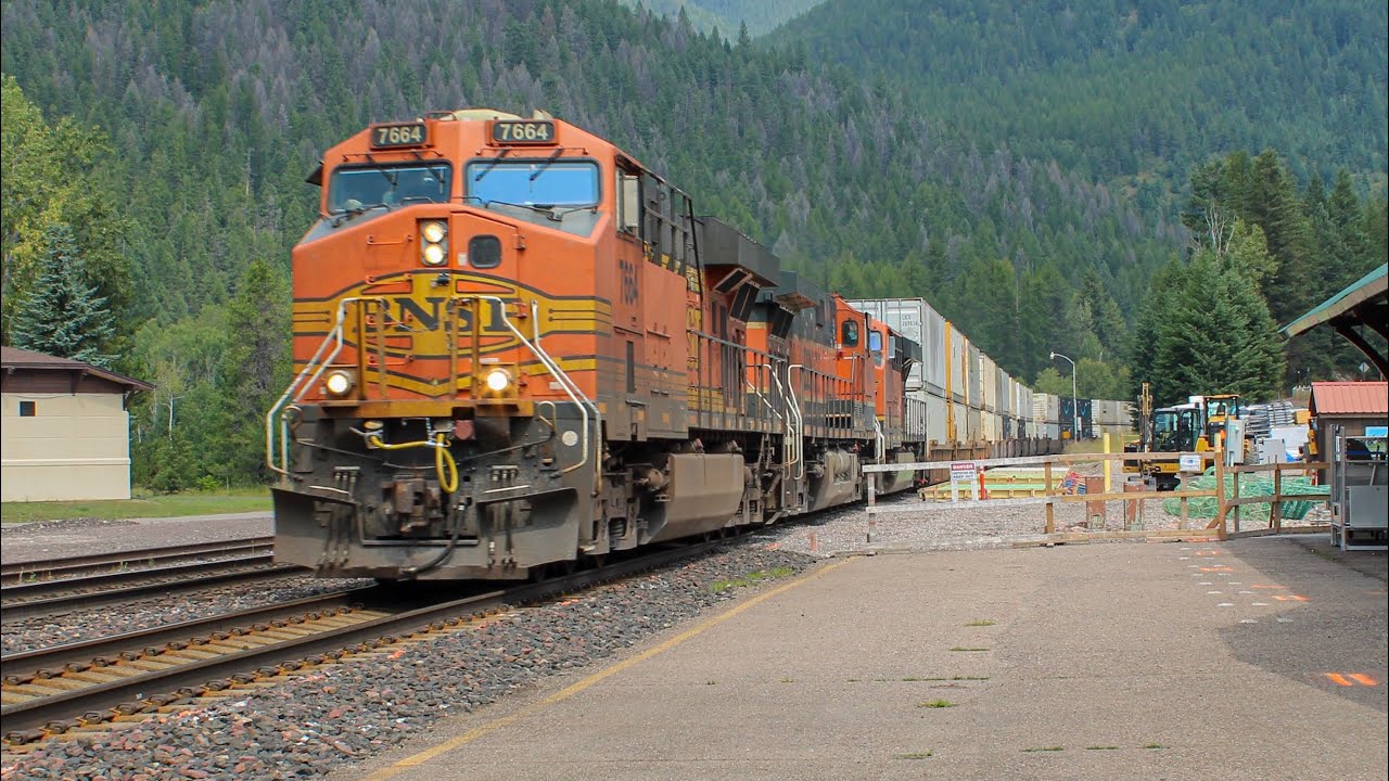BNSF 7664 West - BNSF Z CHC-PTK (Intermodal) - Hi Line Sub - West Glacier, Montana - YouTube