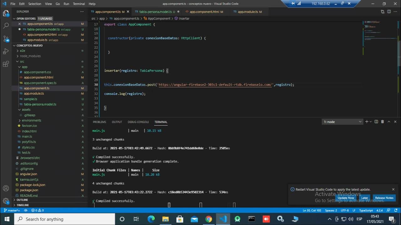 87. Angular, Base de datos - Insertar - YouTube