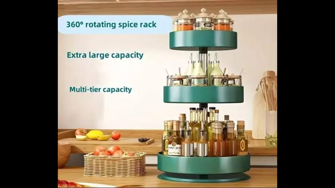 3-Tier 360° Rotating Spice Rack – Extra Large Capacity, Multi-Tier ...