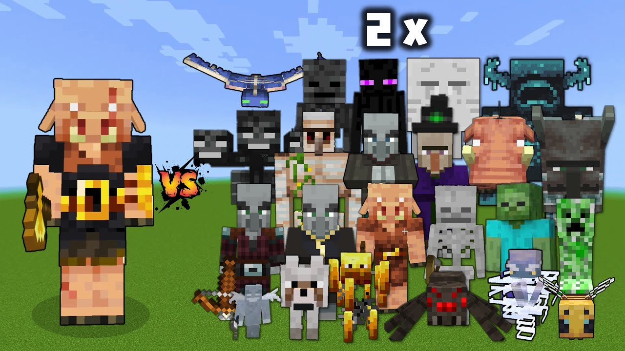 Piglin Brute vs 2x All Minecraft Mobs - YouTube