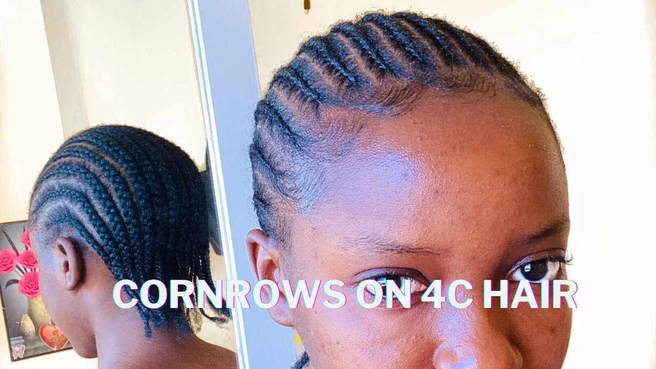 How to do cornrows on your own Natural 4C hair - YouTube