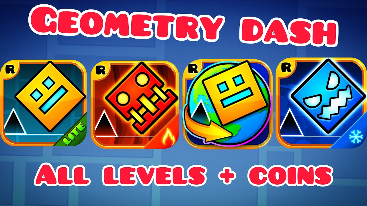 Geometry Dash all main levels all games all coins - YouTube