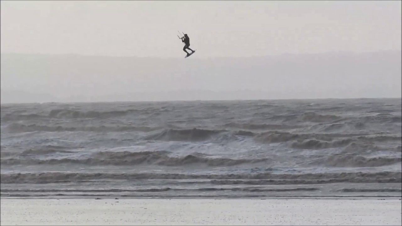 Kite surfing at Brean during Storm Atiyah (Burnham-On-Sea.com) - YouTube