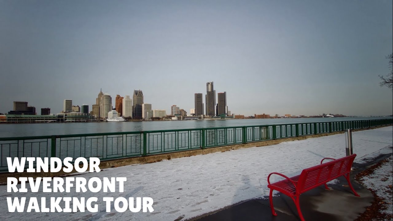 Windsor Waterfront and Detroit Skyline - Walking Tour - YouTube
