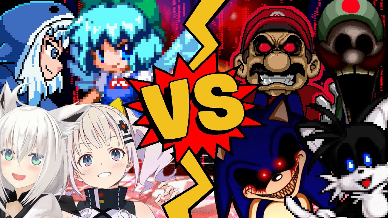 M.U.G.E.N Battles | Fubuki/Gawr Gura/Cirno/Kaguya Luna vs Sonic.EXE ...