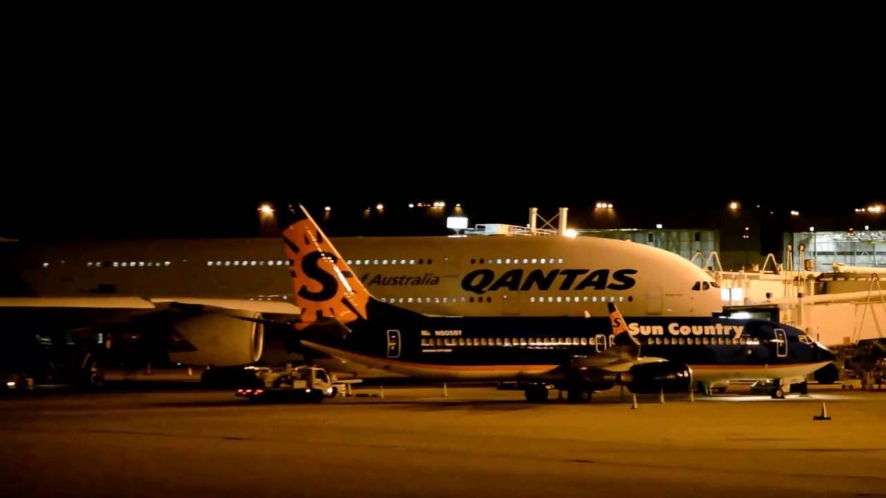 Qantas A380 VH-OQB (QF8) DFW-SYD (DFW departure - 8/8/16) - YouTube