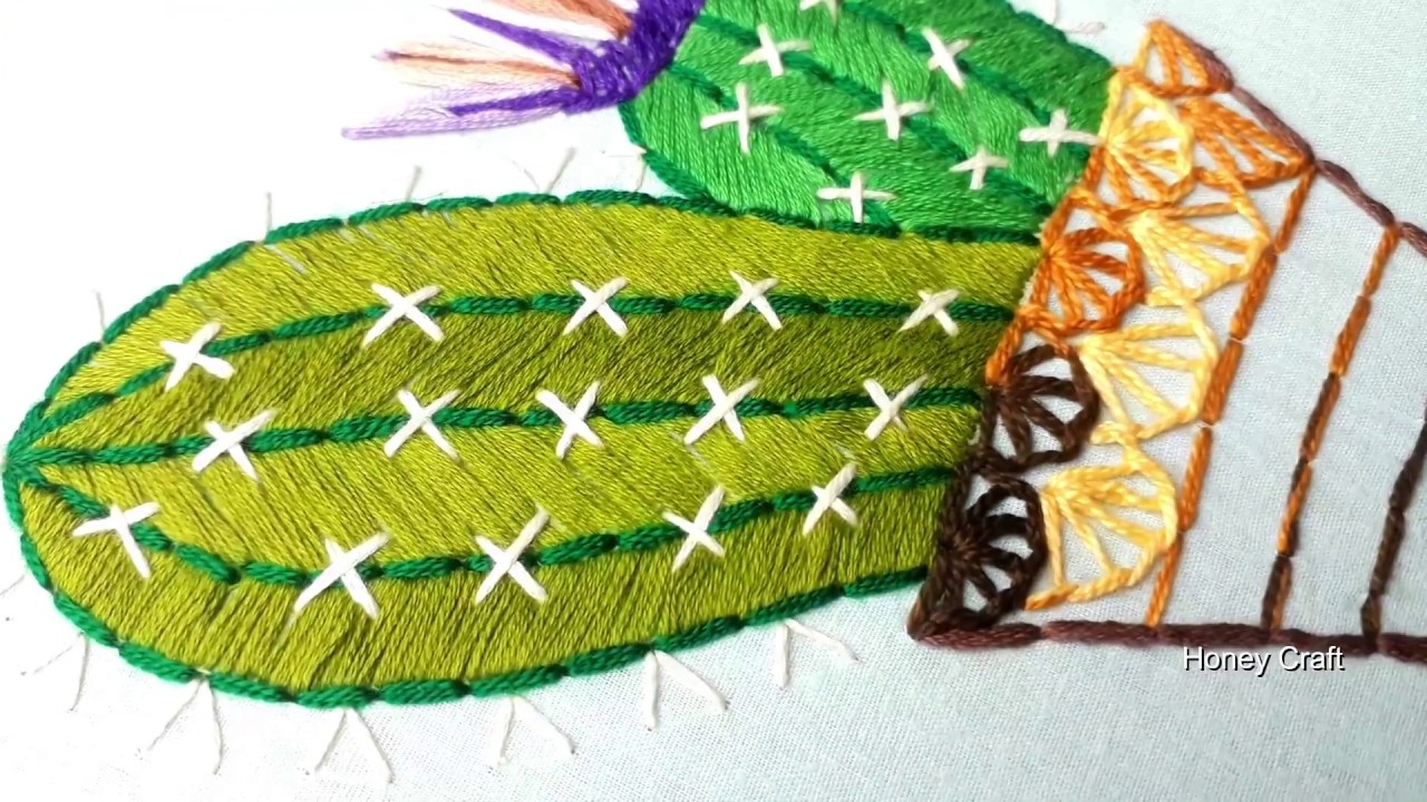 Hand embroidery beautiful Cactus stitch - YouTube