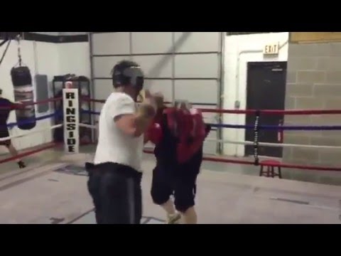 Pugs Boxing Club trainer Gary Dobry working w/ Super Hvywt Prospect ...