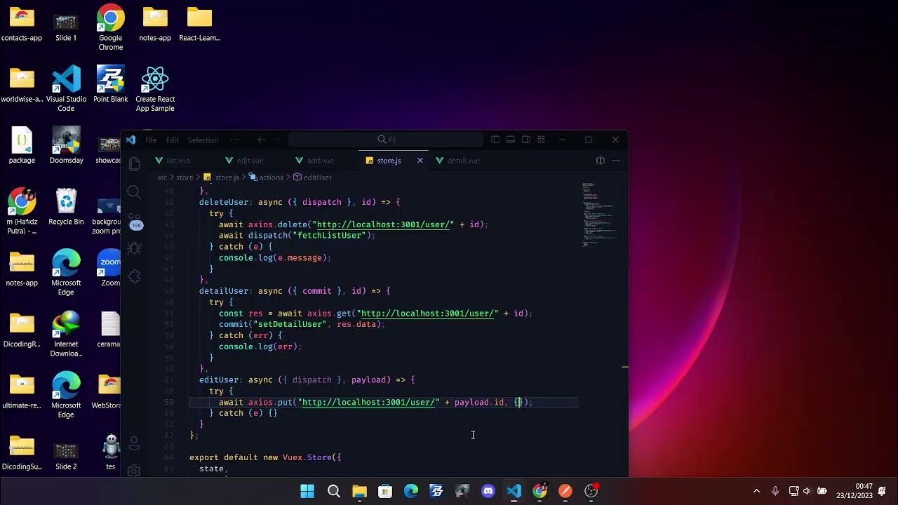 Integrasi FE dan BE(DELETE, DETAIL, & UPDATE User) || Desain Pemrograman Web - YouTube