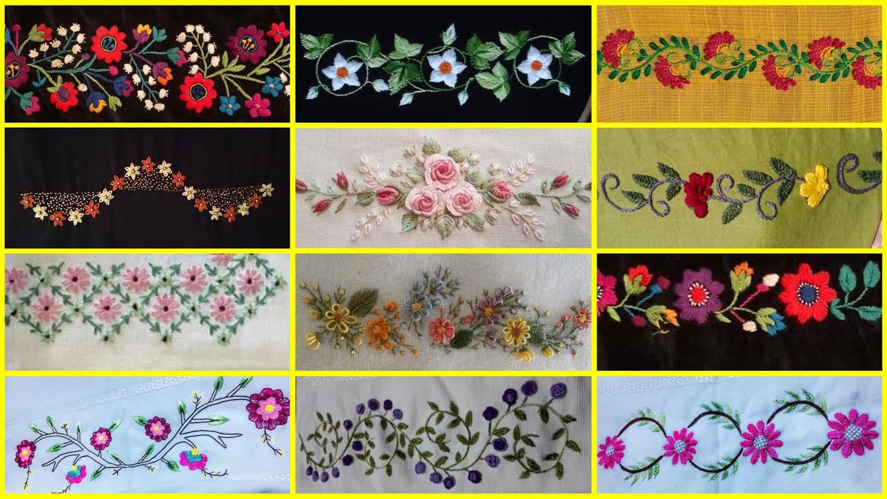 2024 Hemline embroidery border / floral borderline embroidery for ...