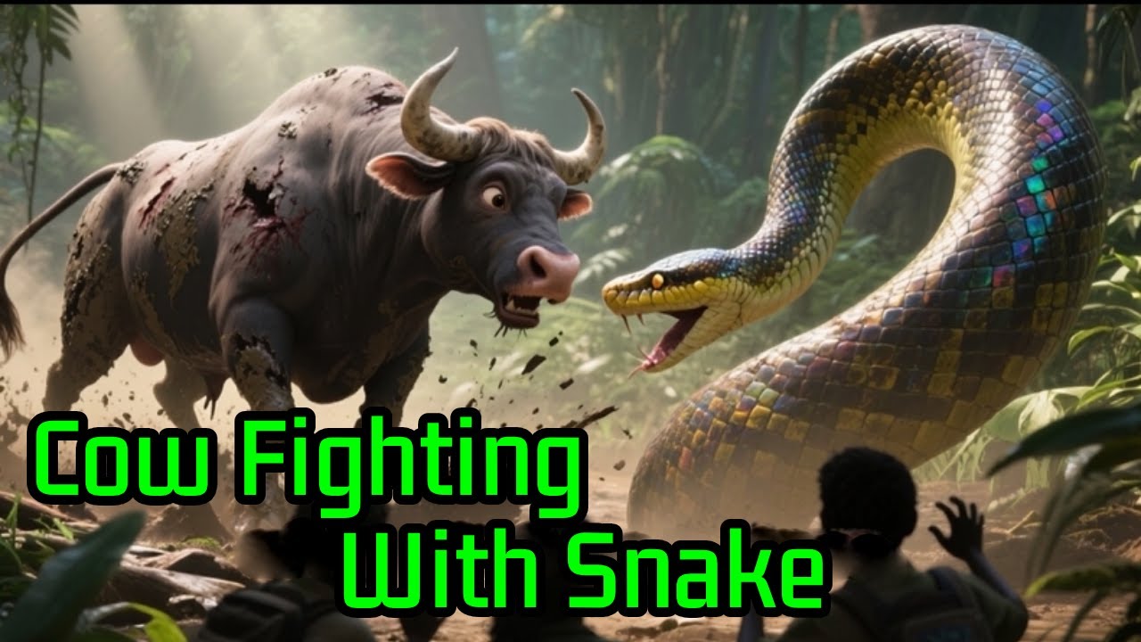 Cartoon Story [ Cow Fighting with Bigger Snake] #cartoonstory # ...