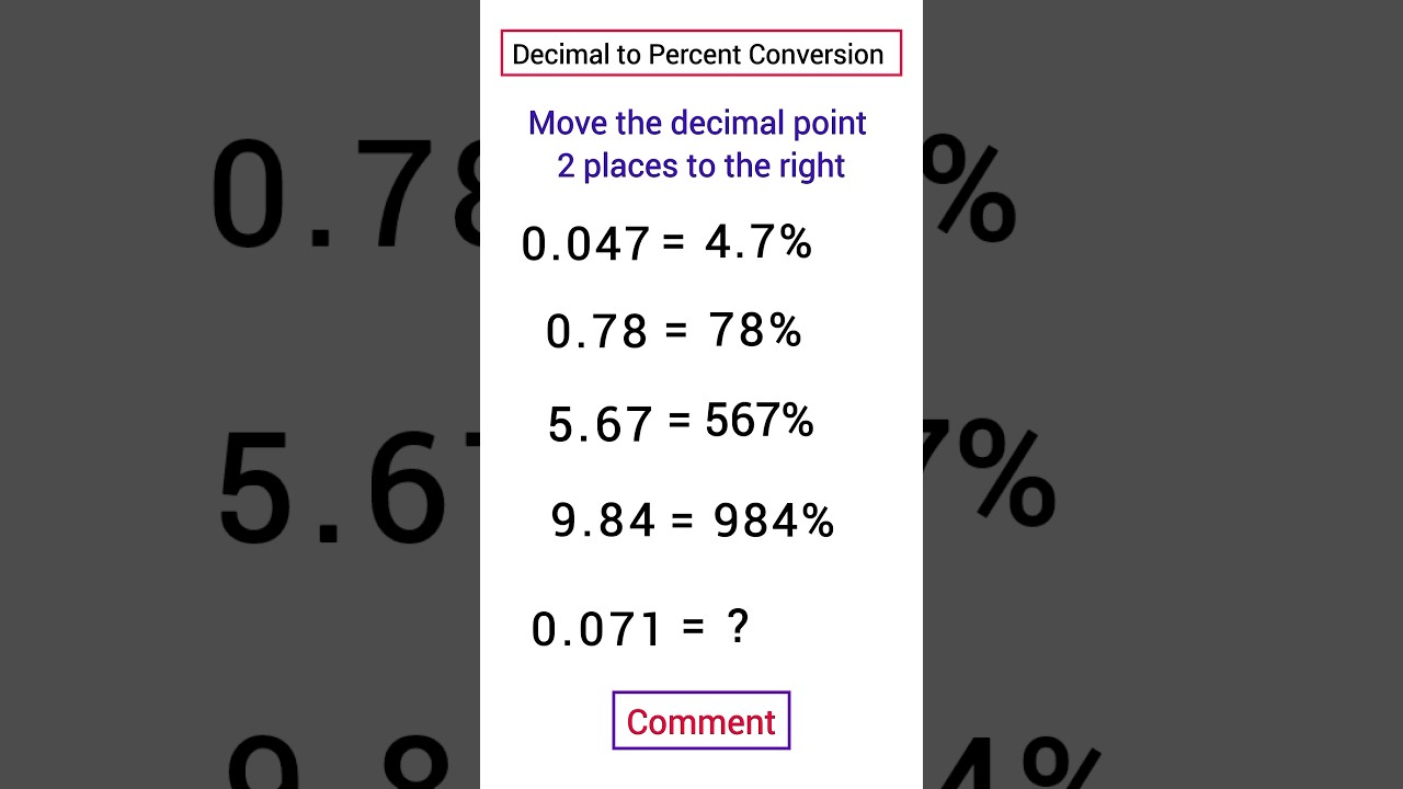 Decimals to percentage|How to convert decimals to percentage #decimal # ...