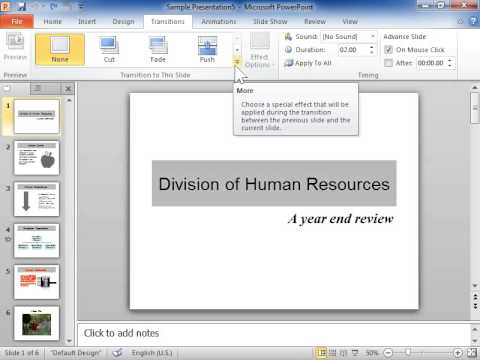 PowerPoint 2010 Add the Same Transition to All Slides in a Slide Show ...