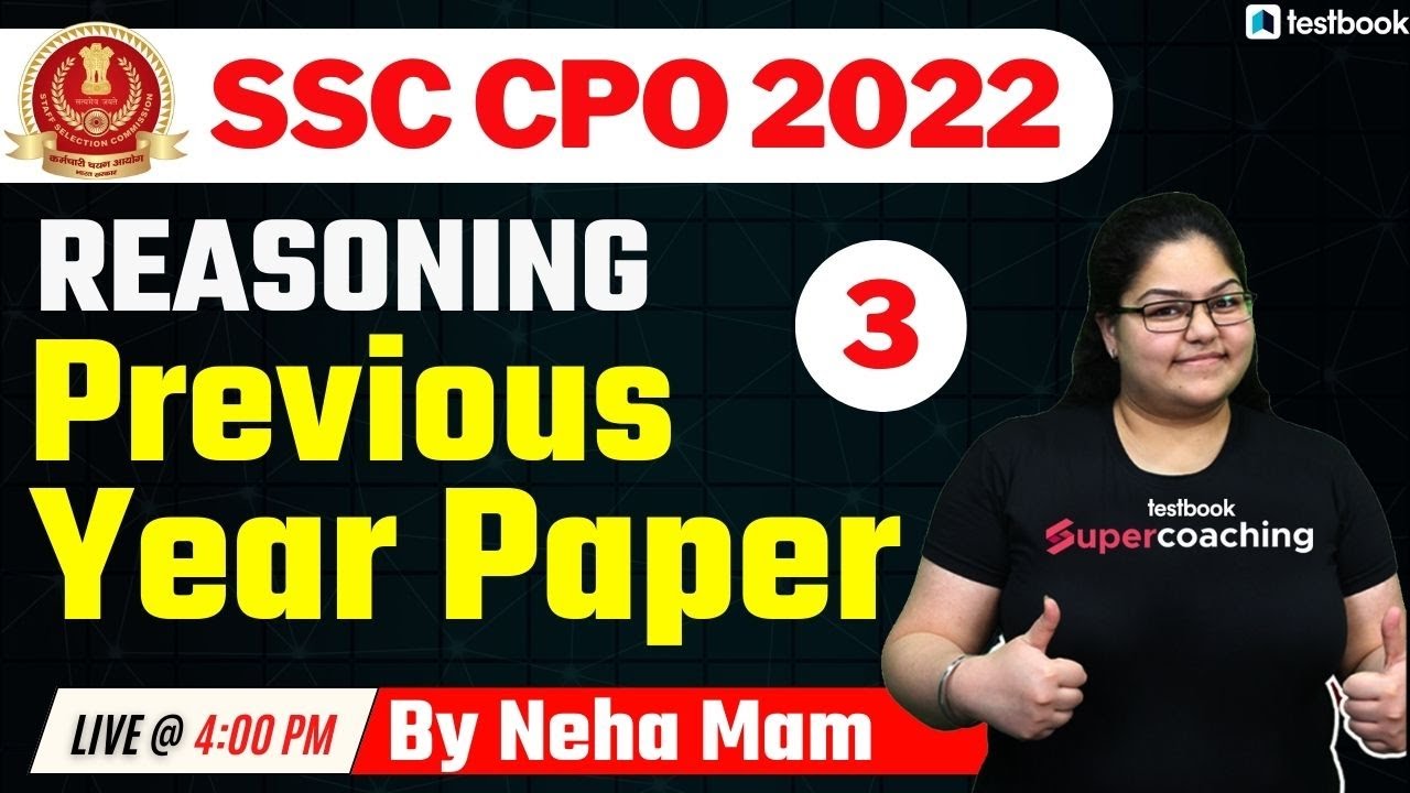 SSC CPO Reasoning Previous Year Paper | Day 3 | SSC CPO Reasoning ...