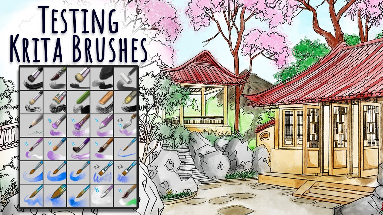 Trying Out Krita's Different Brushes - Digital Painting in Krita - YouTube