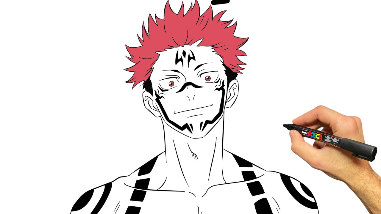 How to Draw Sukuna – Simple Line-by-Line Anime Tutorial - YouTube