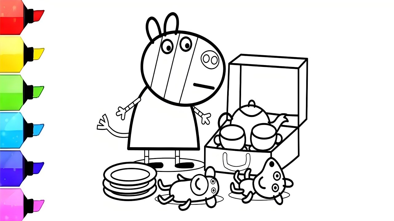 Zoe Zebra Drawing and Coloring for Kids | Peppa Pig Coloring Easy - YouTube