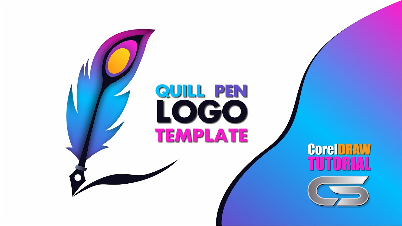 Quill Pen Logo Template - Desain Pena Bulu Ayam - CorelDRAW Tutorial ...