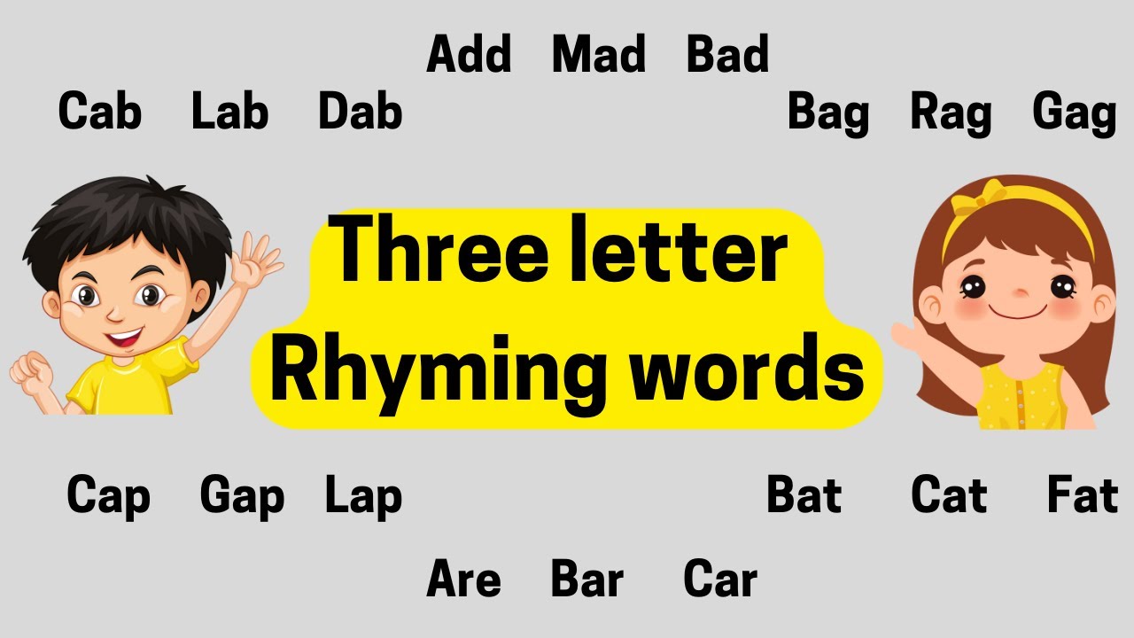 Three letter Rhyming word, Rhyming words for preschool, 3 letter ...