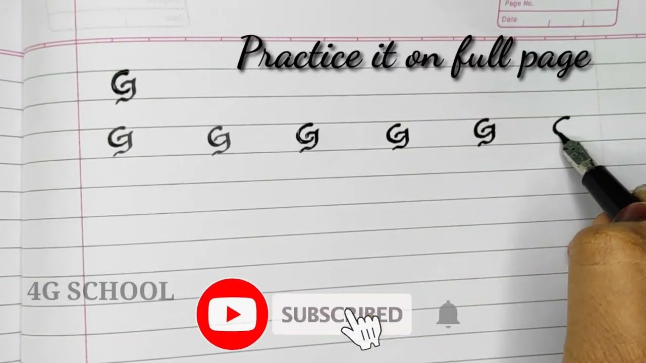 English Calligraphy| Alphabet G| How to write with ink pen| on single ...