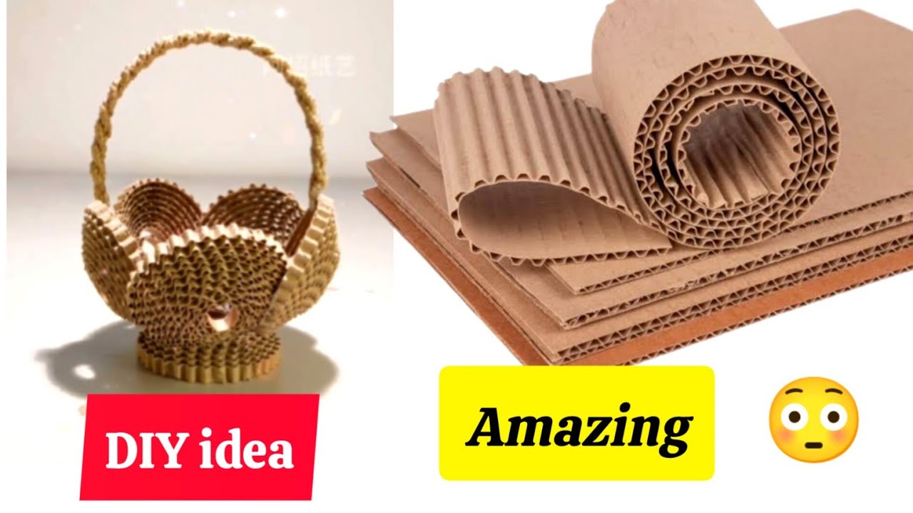 CARDBOARD CRAFTS😱😱 DIY handmade basket using corrugated cardboard/best ...