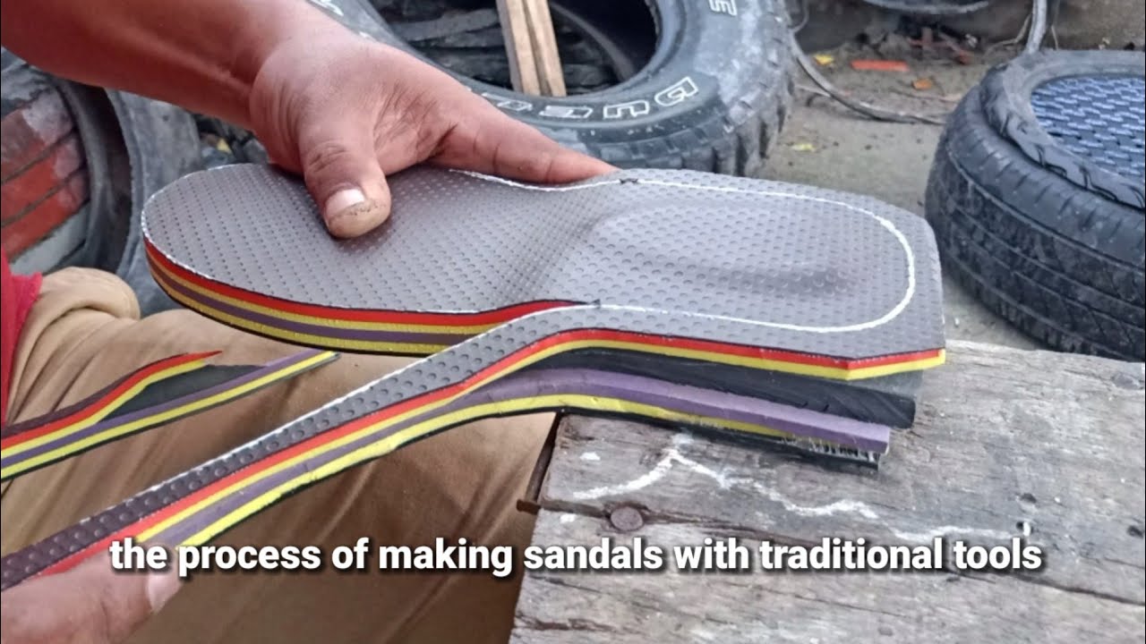 the process of making sandals with traditional tools - YouTube