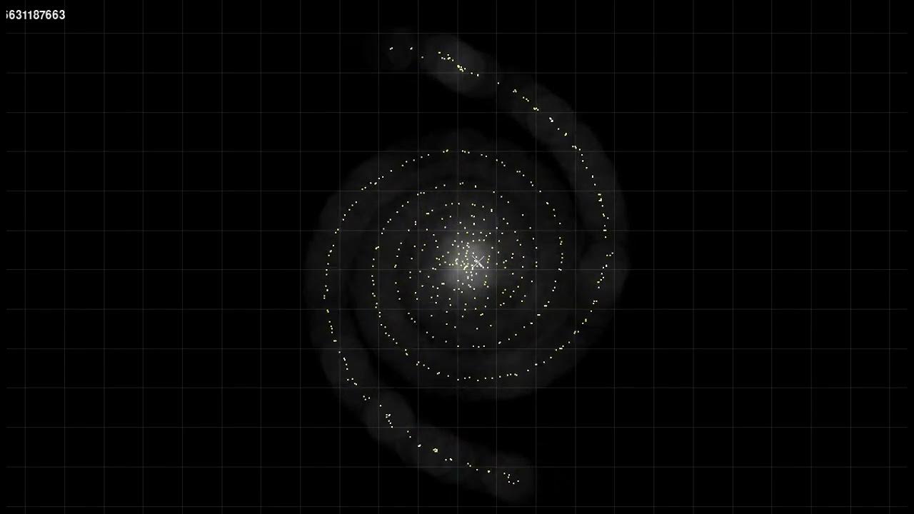 Simulation of N-bodies (nano galaxies) using Numpy, Pygame in Python - YouTube