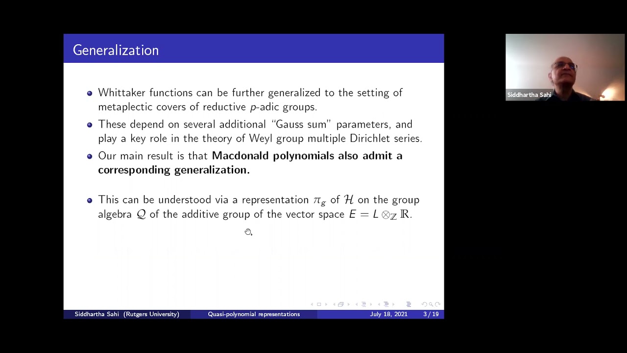 Quasi-polynomial representations of DAHA & a generalization of ...