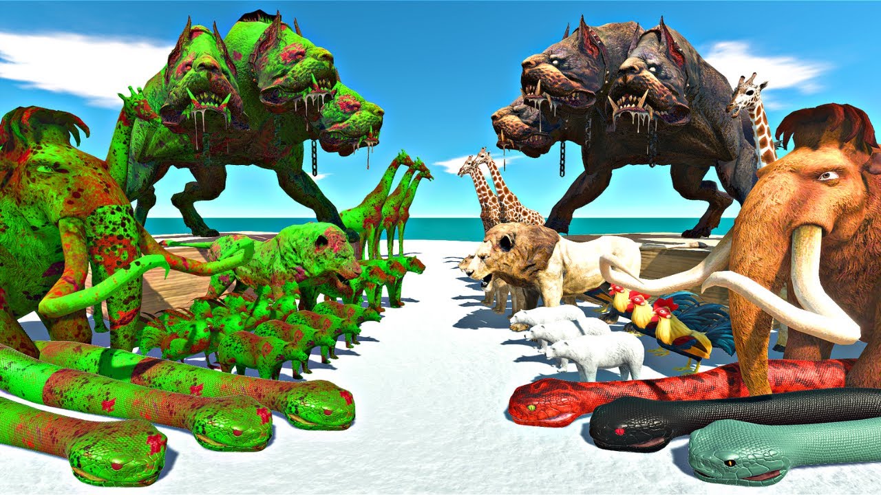 Animals Fights | Green Zombie Itself vs Prehistoric Mammals - Animal ...