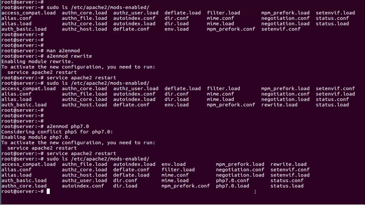 Enable/Disable Modules in Apache2 - YouTube
