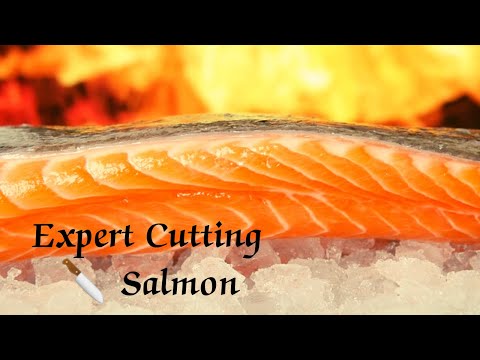 Salmon Cutting l Atlantic Salmon cutting by an Expert l Fresh Salmon I ...