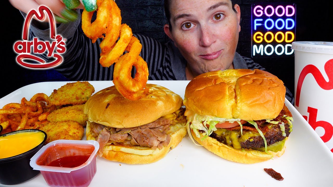 ASMR | ARBY'S | BACON BURGER, BEEF & CHEDDAR | MUKBANG EATING SHOW # ...