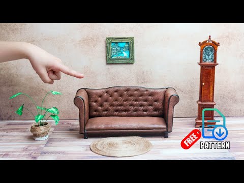 How to make a miniature leather couch - With free pattern. - YouTube