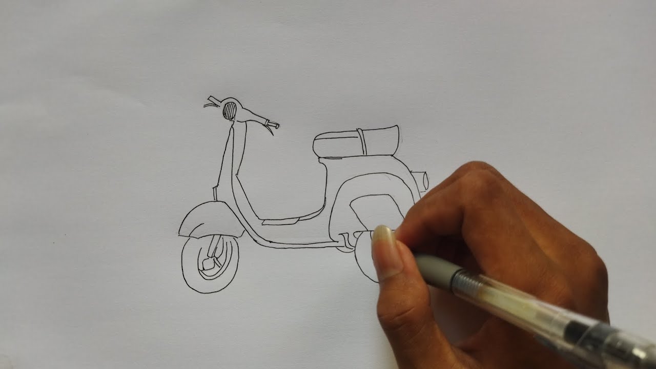 Cara Menggambar Motor Mudah🛵/How to Draw a Motorcycle Easy - YouTube