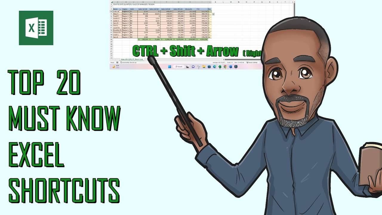 20 Must Know Excel ShortCuts | Save time and Increase Productivity - YouTube