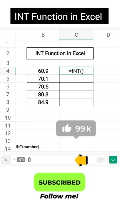 INT Function का use कैसे करें | INT Function in Excel | #phonkmusic #exceltutorial #excelformula ...