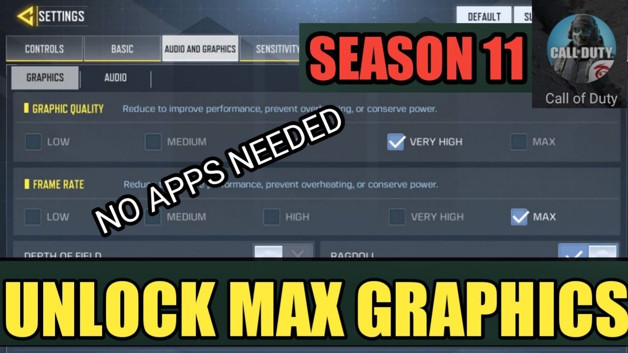 UNLOCK MAX GRAPHICS FOR CODM SEASON 11 | SMOOTH BR AND MP - YouTube