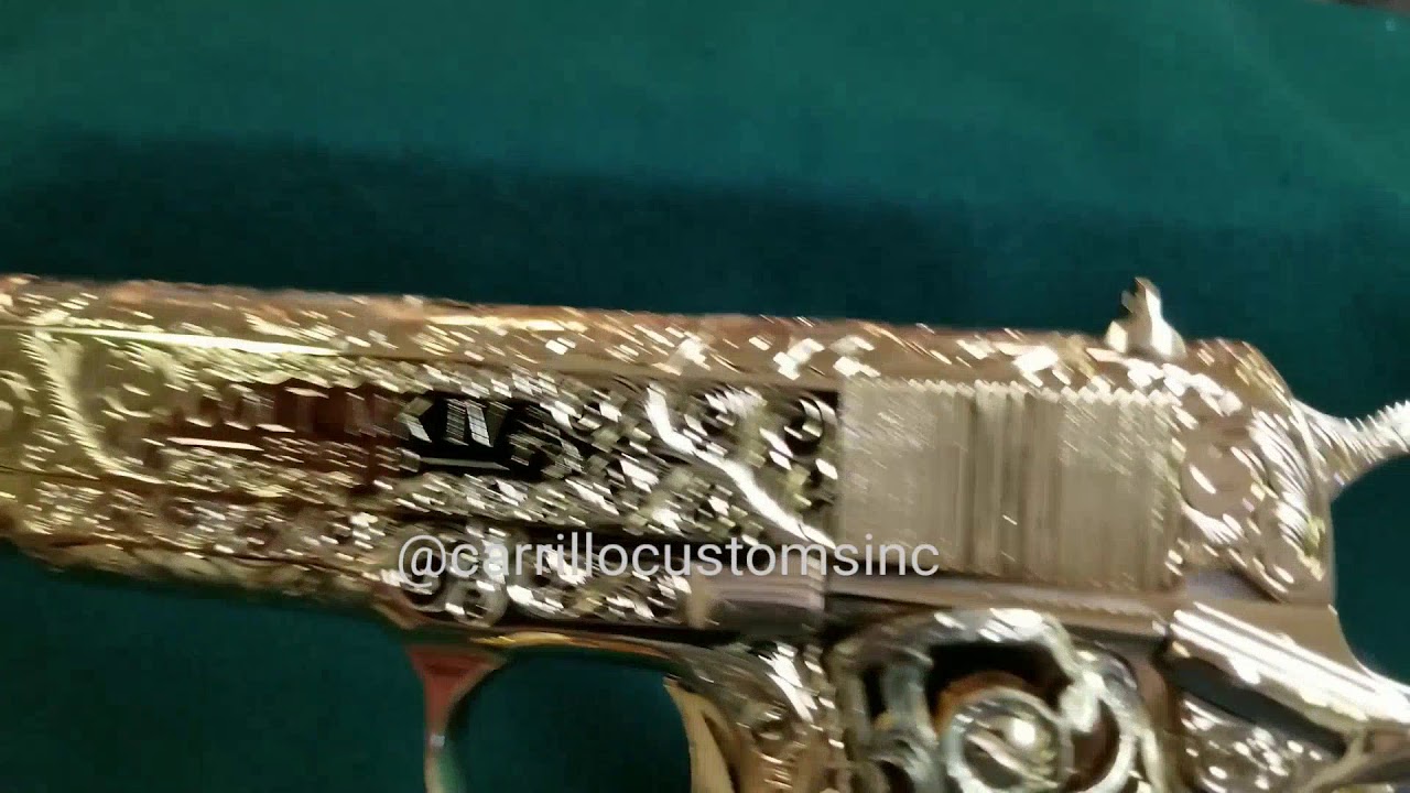 Colt 1911 Engraved & Gold plated - YouTube