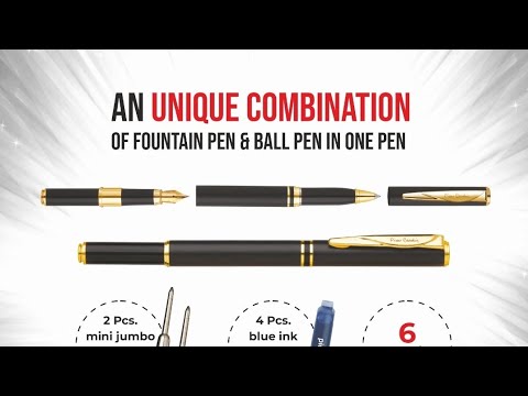 combi, combination of fountain pen and ball pen, pear card in unique ...