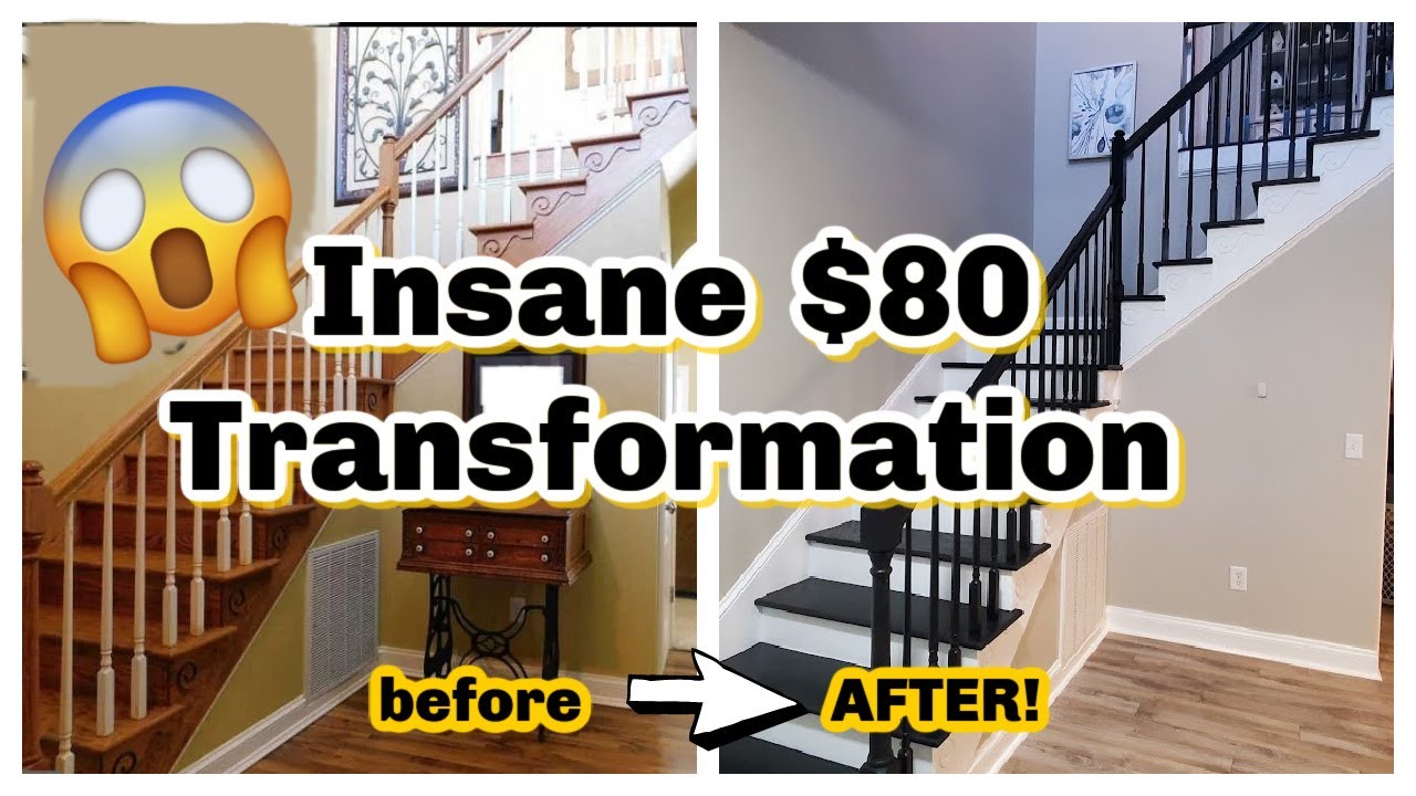 Insane DIY Staircase Transformation & Entryway Makeover on a Budget ...