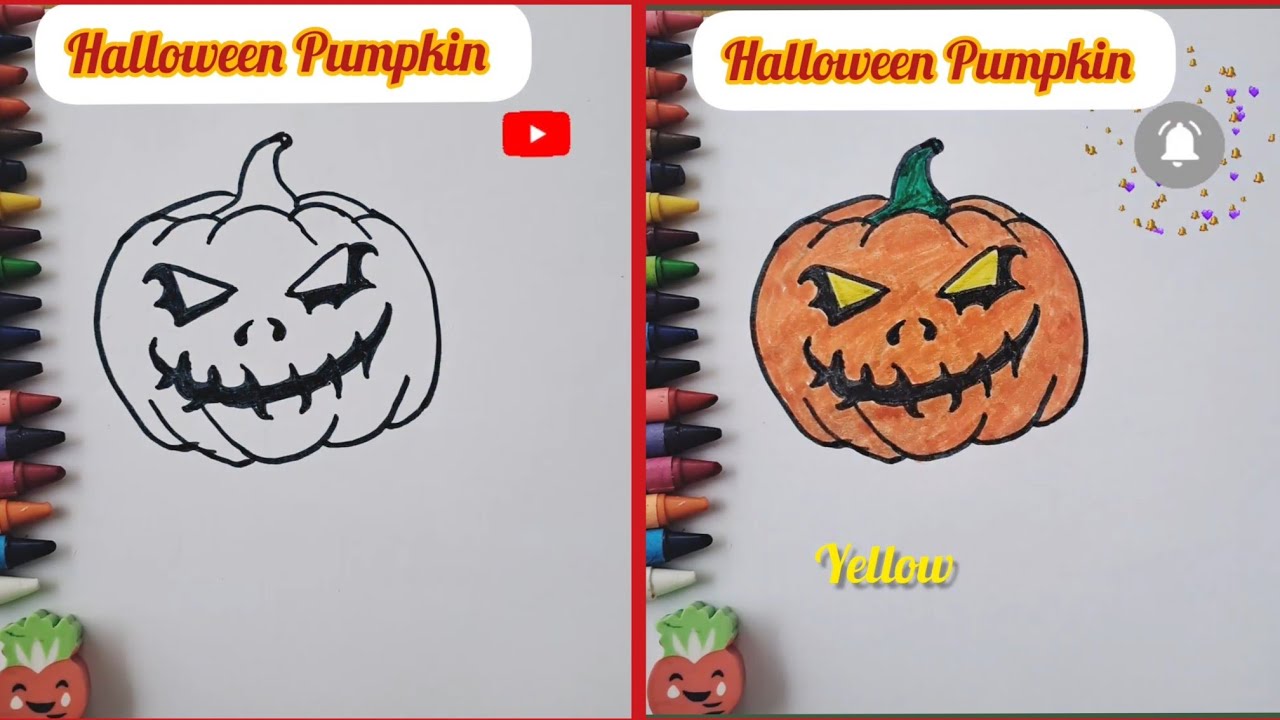How to draw HALLOWEEN PUMPKIN in step by step//colouring PUMPKIN for ...