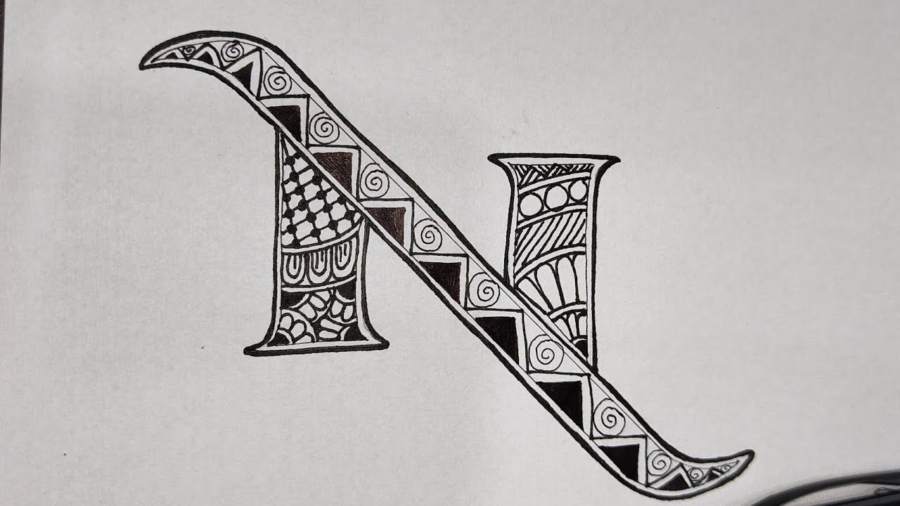 Alphabet mandala art N || doodle art || step by step tutorial for ...