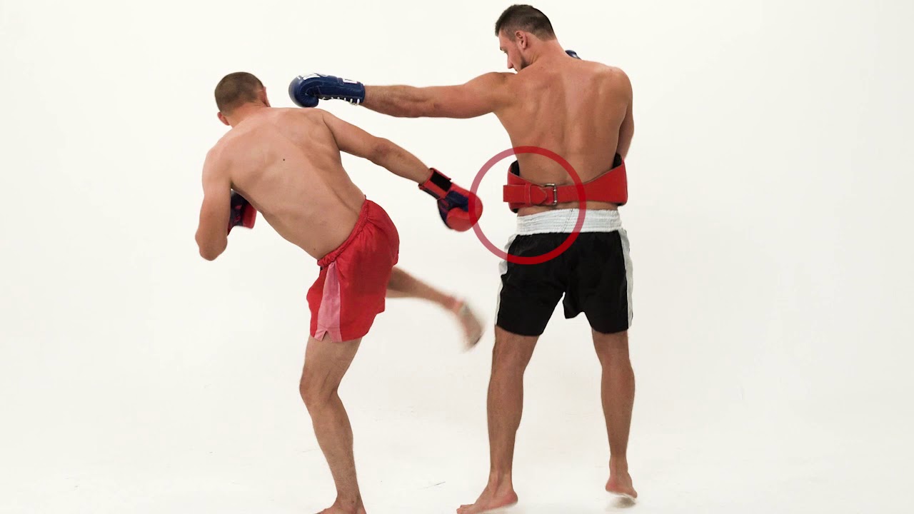 Spinning back kick (right, middle). Удар ногой с разворота в корпус ...